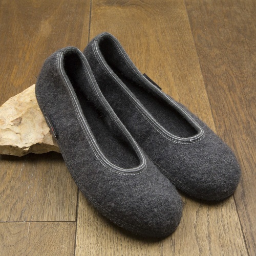 Marina Slippers In Boiled Wool Womens Ballerina By Haflinger In Natural Boiled Wool With