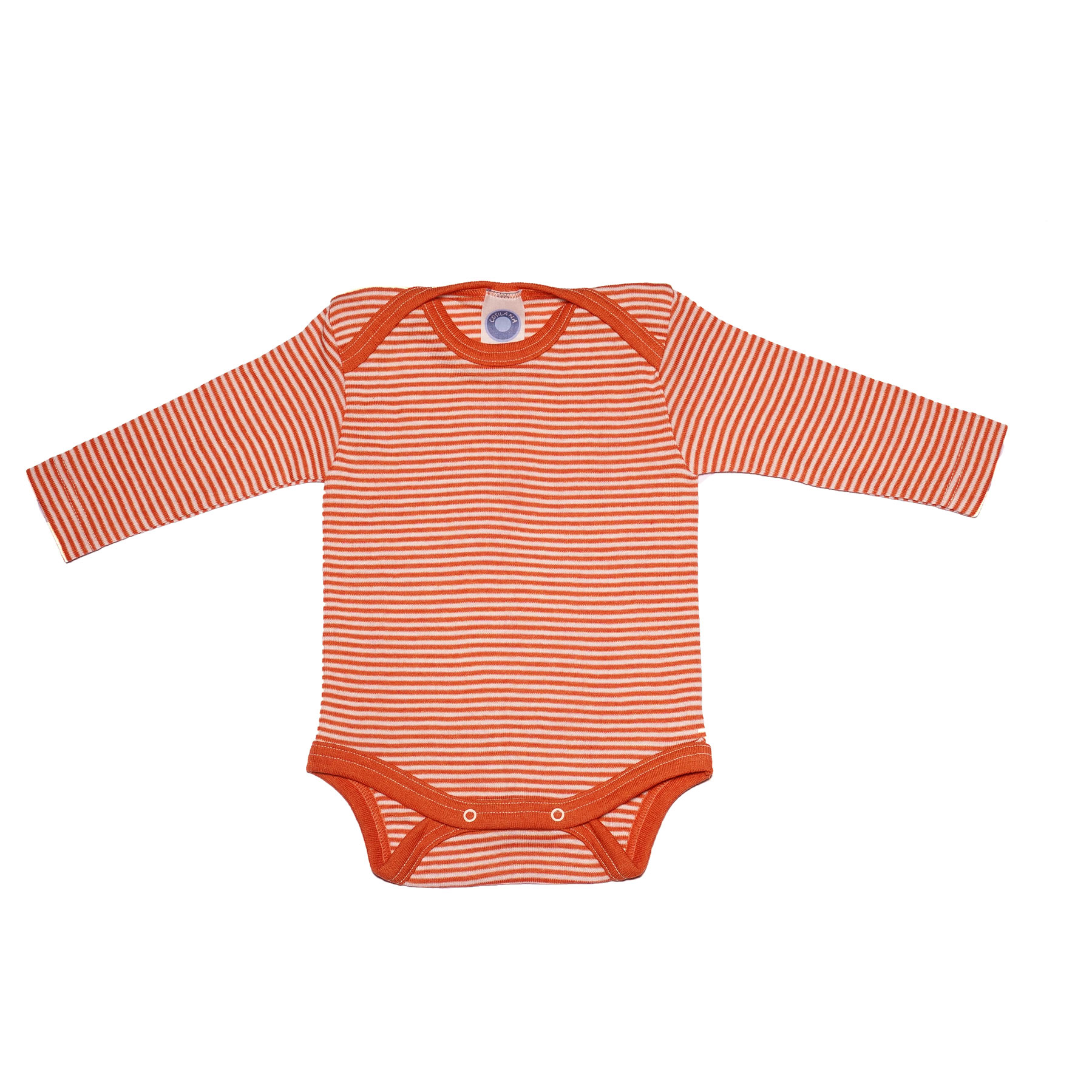 Stripy Long-Sleeved Baby-Body in Organic Merino Wool & Silk [71053] - £ ...