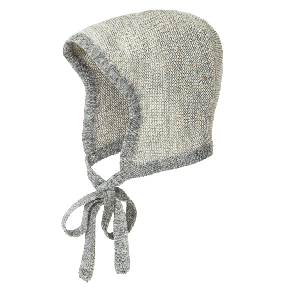 Knitted Organic Merino Wool Melange Baby Bonnet by Disana | Two-colour ...