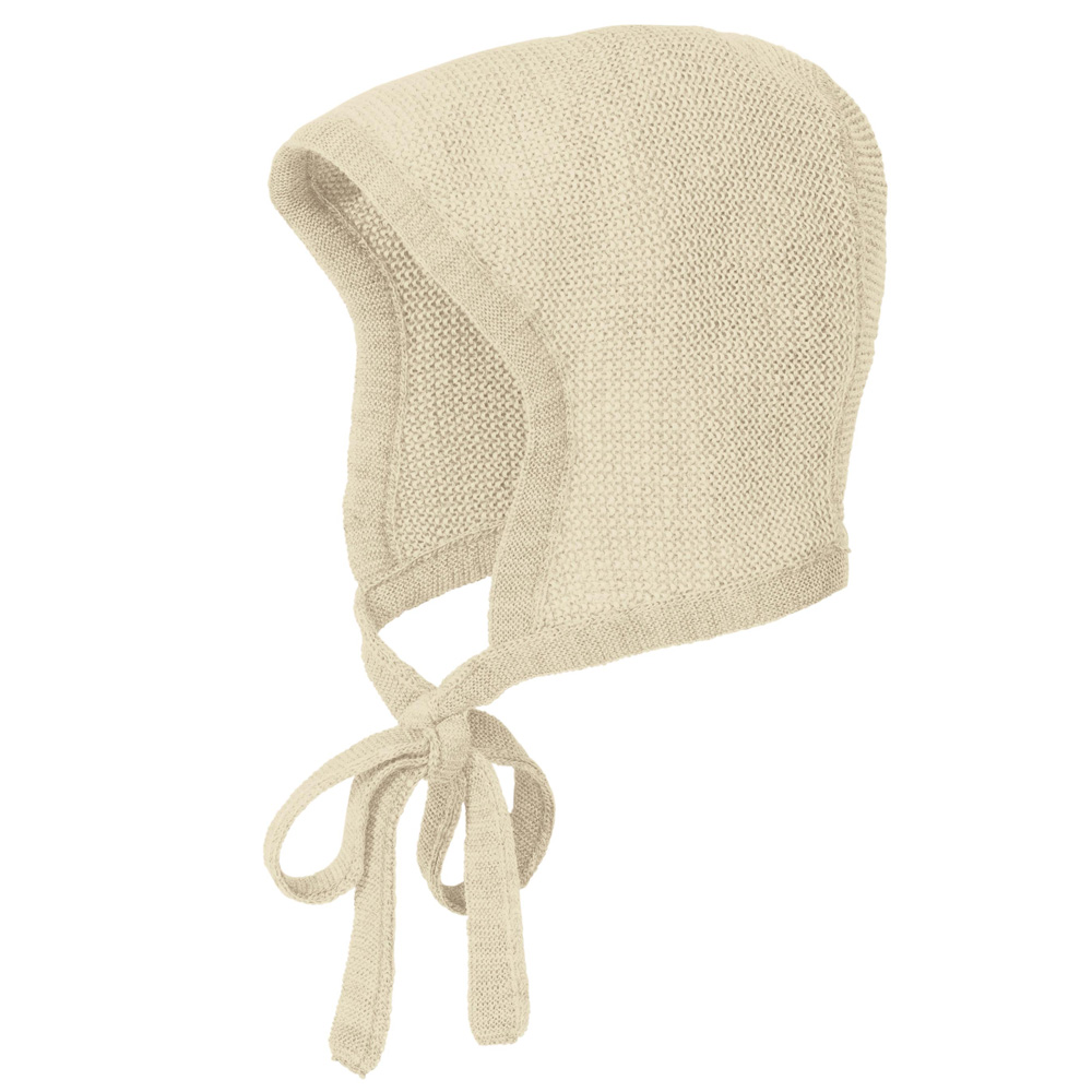Knitted Organic Merino Wool Melange Baby Bonnet by Disana | Two-colour ...