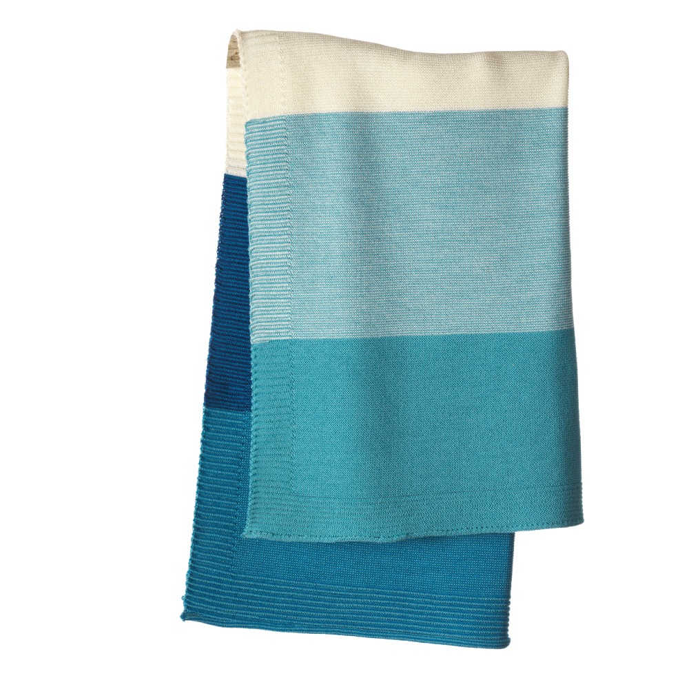 Knitted Multi Coloured Baby Blanket in Organic Merino Wool [5113] - £52 ...