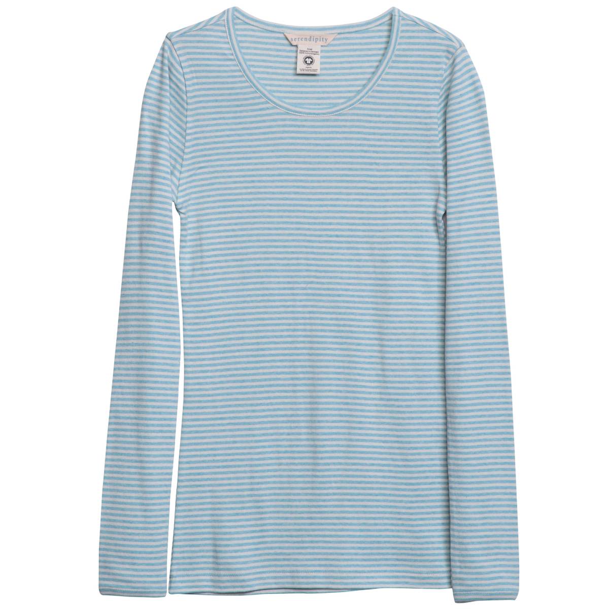 Women's Rib Long-Sleeved Striped Tee in Soft Organic Cotton [M110] - £ ...
